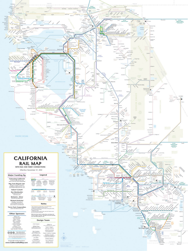 New California Transit Map Simplifies Car-Free Travel Across the State ...
